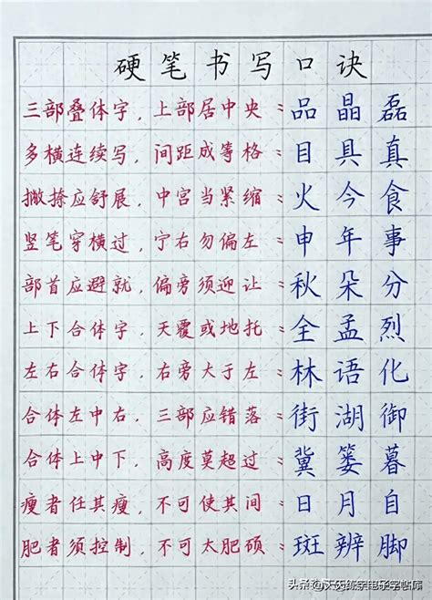 硬笔书法口诀 干货分享