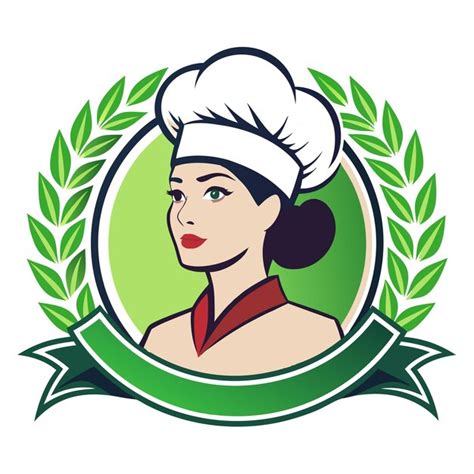 A Woman In A Chef Hat Is In A Green Frame With A Green Border Premium