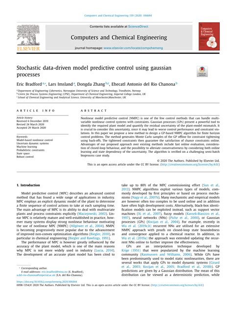 pdf stochastic data driven model predictive control using gaussian