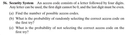 solved 56 security system an access code consists of a