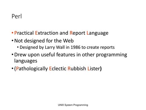 Ppt Unix System Programming With Perl A Practical Overview