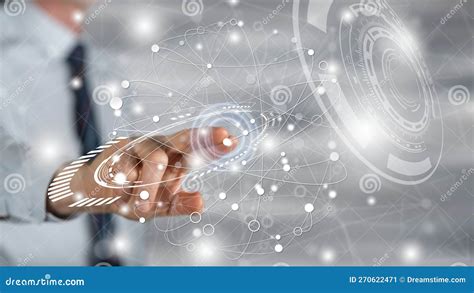 Man Touching A Virtual Technology Concept Stock Image Image Of System Business 270622471