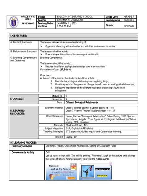 7es Lp Sci7 Q2 G7 Pdf Parasitism Ecology