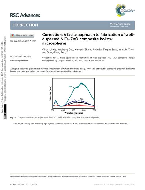 Pdf Correction A Facile Approach To Fabrication Of Well Dispersed