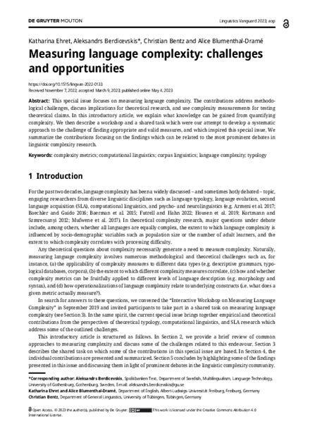 Pdf Measuring Language Complexity Challenges And Opportunities