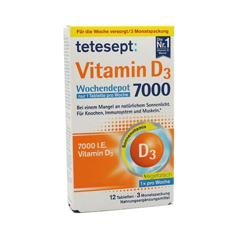 Tetesept Vit D3 ტეტესეპტი ვიტამინი D3 7000სე 12 ტაბლეტი
