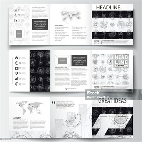 비즈니스 템플릿 평방 트라이 배 브로셔 책자 커버 평면 레이아웃 쉽게 편집 가능한 벡터 첨단 기술 디자인 시스템을 연결입니다 과학 및 기술 개념입니다 미래 추상 배경