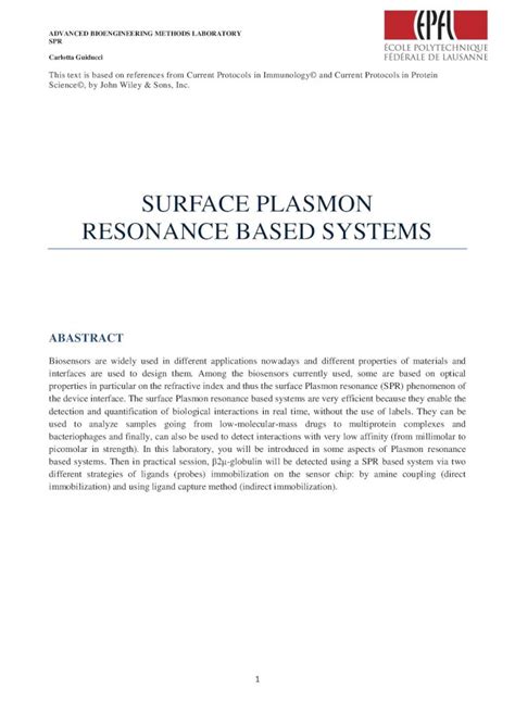Pdf Surface Plasmon Resonance Based Systems Dokumentips
