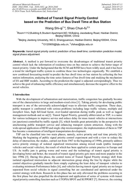 Method Of Transit Signal Priority Control Based On The Prediction Of