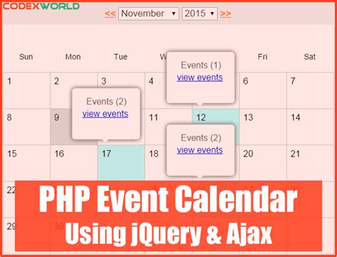 Build An Event Calendar Using Jquery Ajax And Php Codexworld