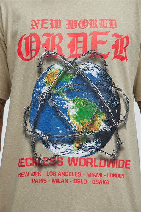 Reckless Worldwide Short Sleeve Tee Sand Fashion Nova Mens Graphic Tees Fashion Nova