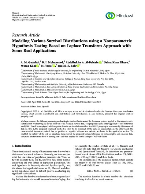 Pdf Modeling Various Survival Distributions Using A Nonparametric Hypothesis Testing Based On