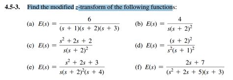 solved 4 5 3 find the modified z transform of the following
