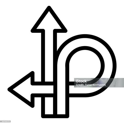 화살표 직선 및 되돌리기 라인 아이콘 교통 개념 흰색 배경에 U턴 표지판 개요 스타일 모바일 개념 웹 디자인으로 직진 또는 뒤로 이동 아이콘 벡터 그래픽 가리키기에 대한