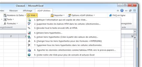 Web” Utilities Asap Utilities Description De Ses Outils Excel Français French