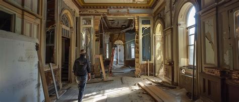 Historic Building Restoration Preservationist At Work Premium Ai Generated Image