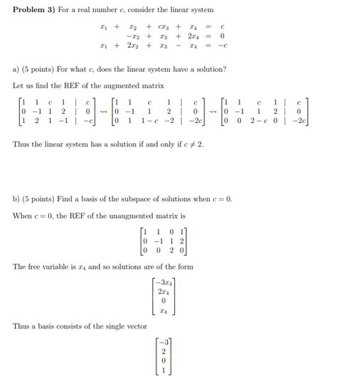 Solved Problem 3 For A Real Number C Consider The Linear