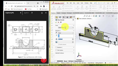 How To Create A Part Model Solidworks Part Modelling Tutorial For Beginners Plummer Block