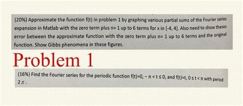 Solved 20 Approximate The Function F T In Problem 1 By Chegg Com