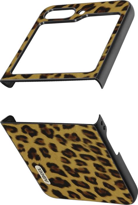 Samsung Galaxy Z Flip 5 Leren Case Luipaardpatroon Abeel Goud Bol