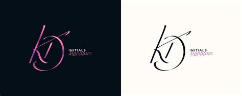 Kd Initial Signature Logo Design With Elegant And Minimalist Handwriting Style Initial K And D
