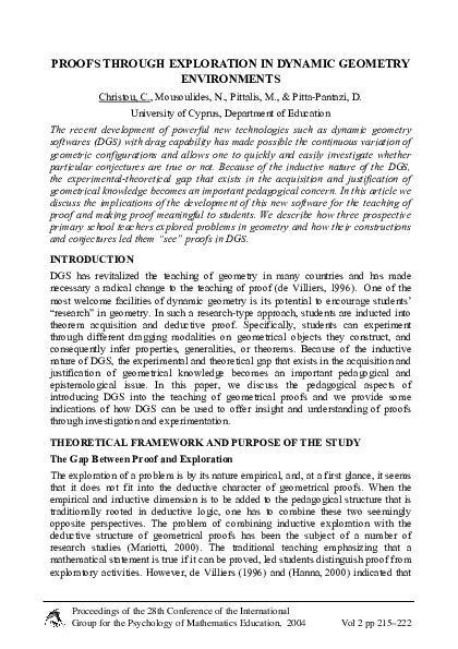 Pdf Proofs Through Exploration In Dynamic Geometry Environments