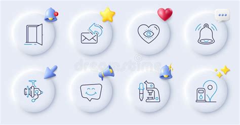 Bell Alert Share Mail And Open Door Line Icons For Web App Printing Vector Stock Vector