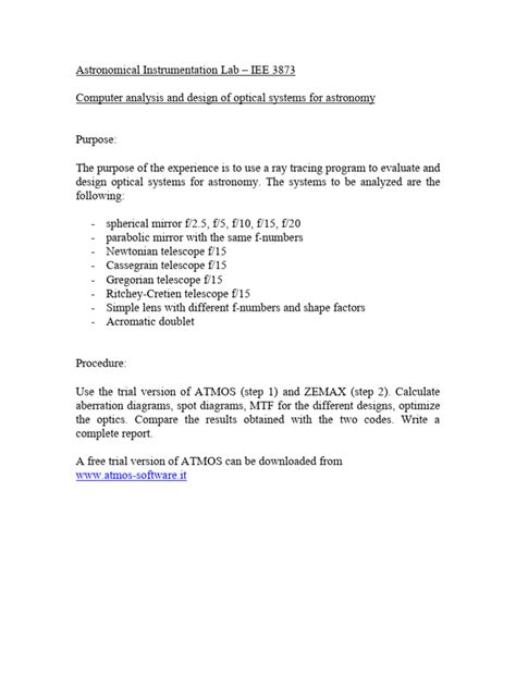 Computer Analysis And Design Of Optical Systems For Astronomy Pdf