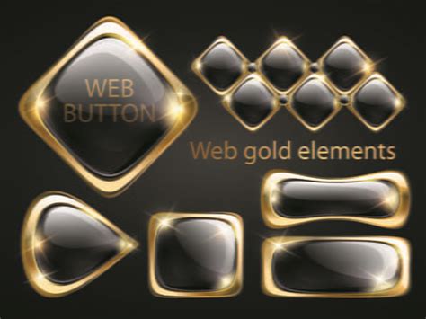 골든 글로우 웹 버튼 요소 벡터 Eps Uidownload