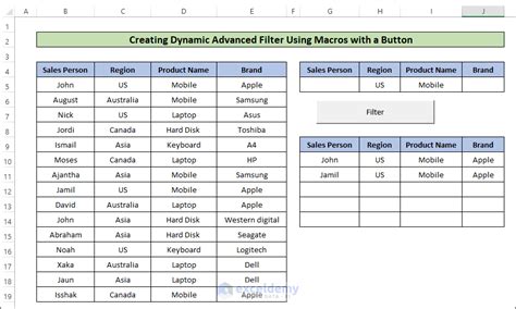How To Create Dynamic Advanced Filter In Excel 2 Applications