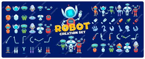 premium vector robot creation kit cartoon character constructor