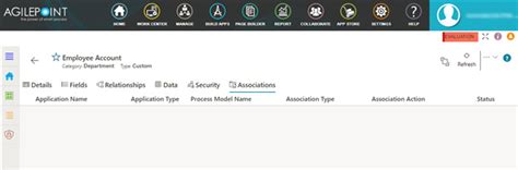 Entity Screen Associations Tab