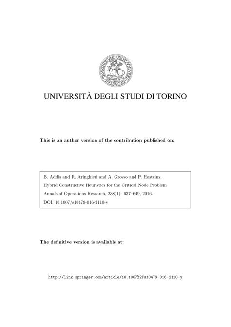 Pdf Hybrid Constructive Heuristics For The Critical Node Problem