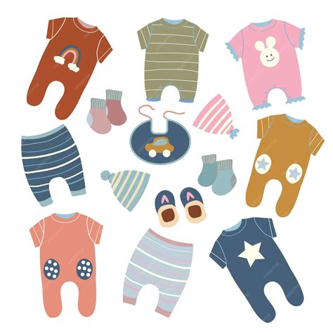 Conjunto De Ilustraciones Vectoriales De Ropa Para Niños Niña Y Niño