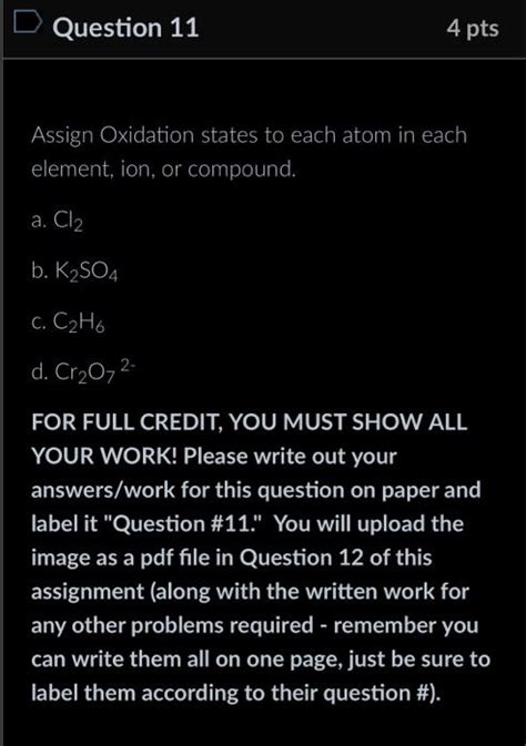 Solved Assign Oxidation States To Each Atom In Each Element Chegg Com