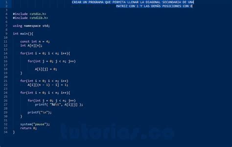 Arrays Turbo C Diagonal Secundaria De Una Matriz Tutorias Co