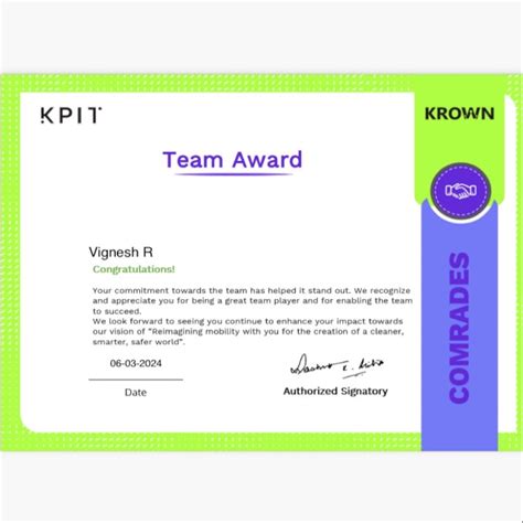 Vignesh R On Linkedin Thanks For The Recognition Kpit
