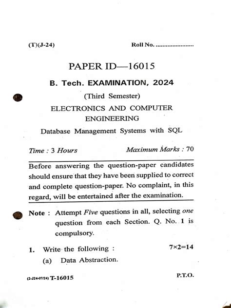 Dbms Previous Year Question Paper Pdf Databases Relational Database
