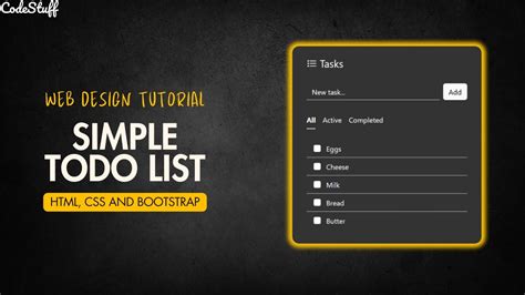 Create A Simple Todo List With Html Css And Bootstrap 🚀 Web Design Tutorial Youtube