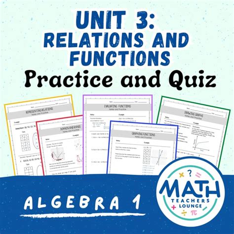 Relations And Functions Homework Packet Algebra 1 Practice Tpt