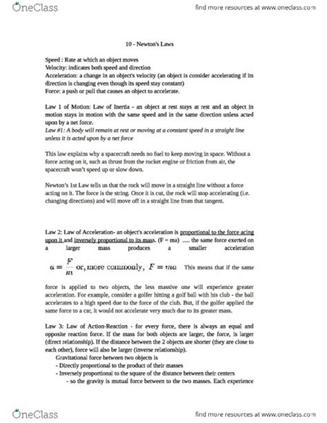 Astr 100 Lecture Notes Newtons Law Astr 100 Oneclass