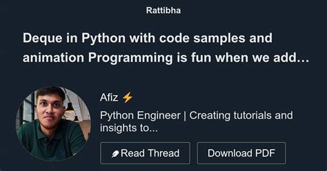 Deque In Python With Code Samples And Animation Programming Is Fun When