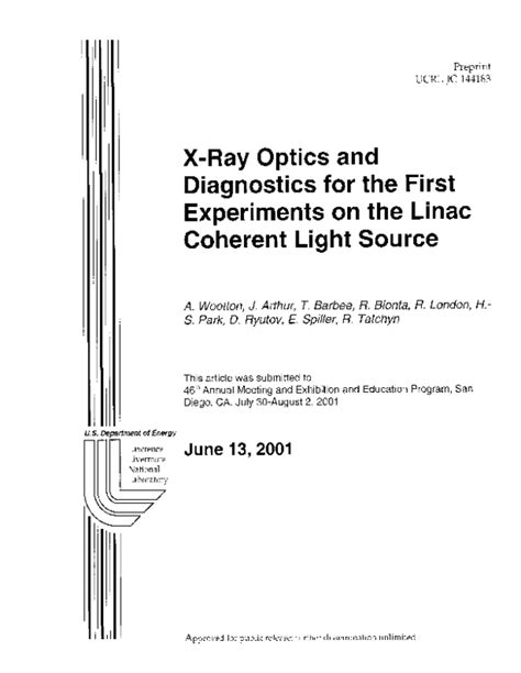 Pdf X Ray Optics And Diagnostics For First Experiments On The Linac Coherent Light Source Lcls