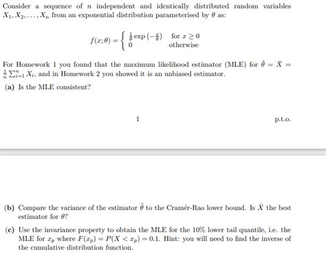 Solved Consider A Sequence Of N Independent And Identically Chegg