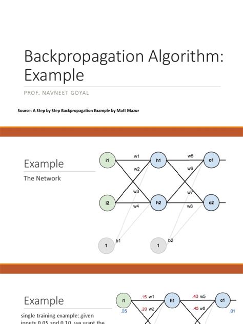 Backpropagation Algorithm Example Prof Navneet Goyal Pdf