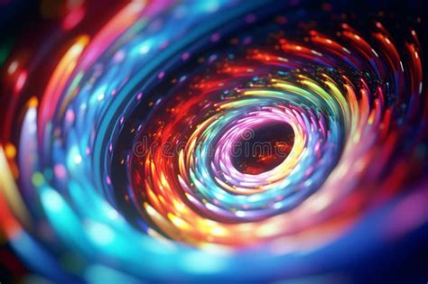 3d Toroidal Spiral Rotating Gracefully In A Colorful Space Stock