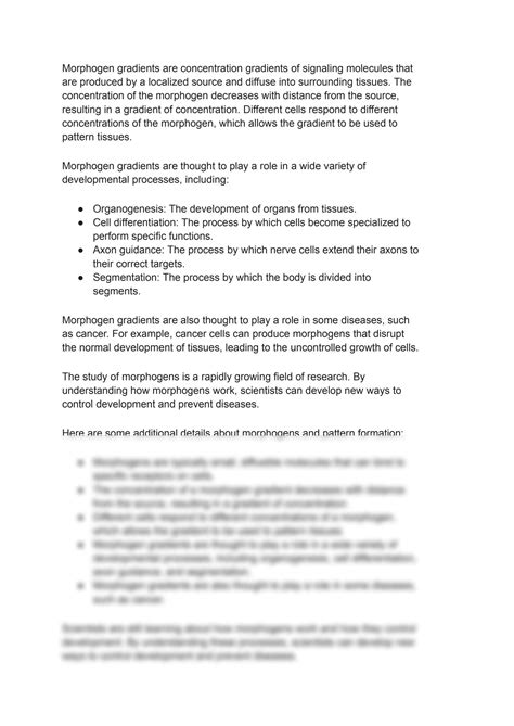 Solution Morphogen Gradients And Pattern Formation Studypool
