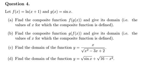 Solved Let F X Ln X 1 And G X Sinx A Find The