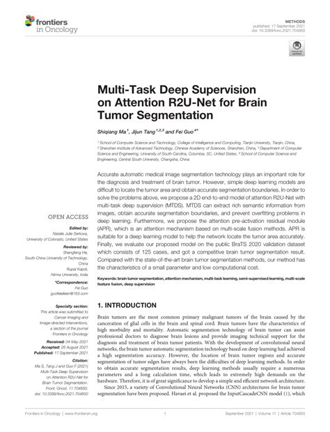 pdf multi task deep supervision on attention r2u net for brain tumor