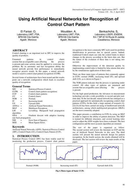 Pdf Using Artificial Neural Networks For Recognition Of Control Chart Pattern
